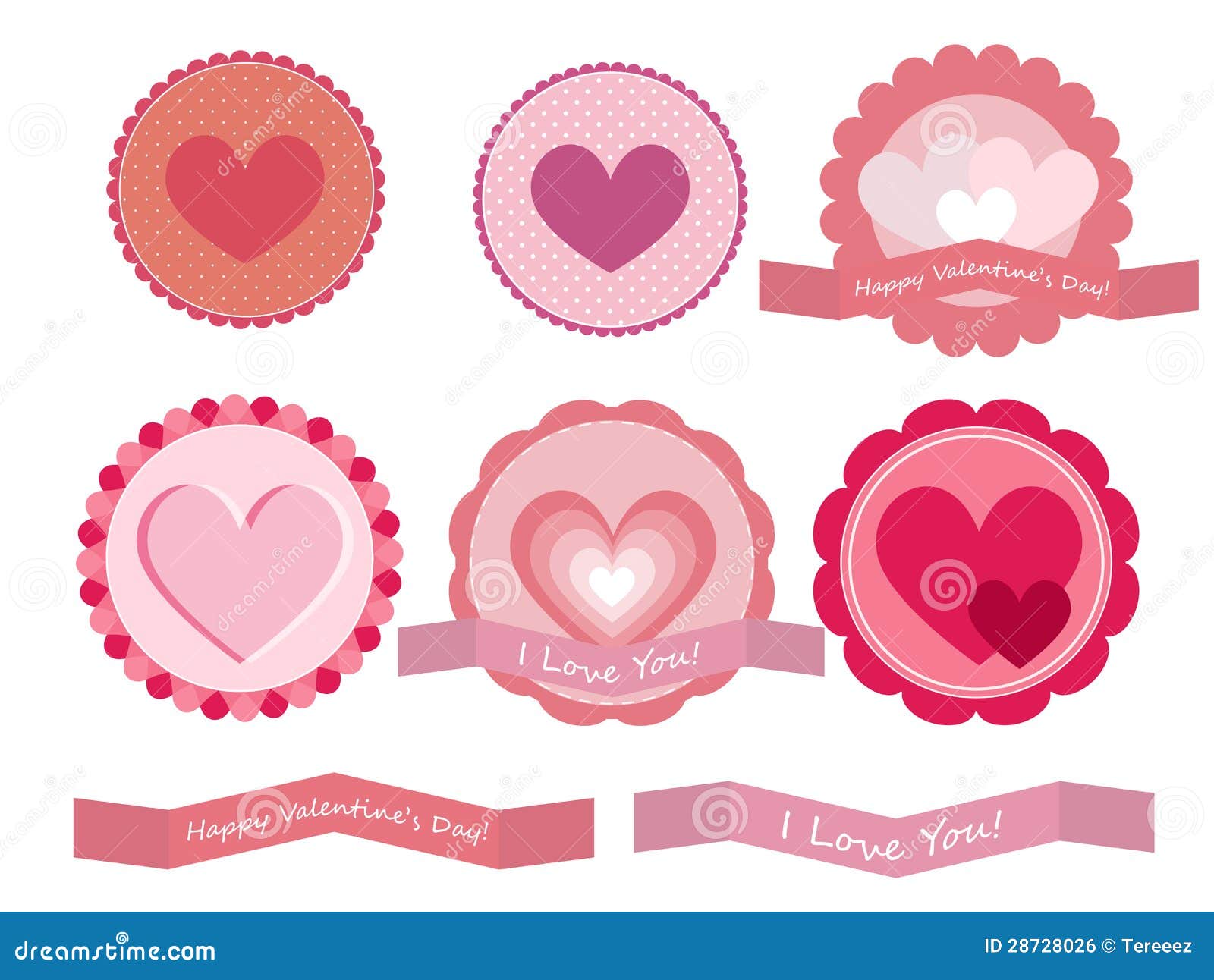 Valentine heart badges stock vector. Illustration of collection - 28728026