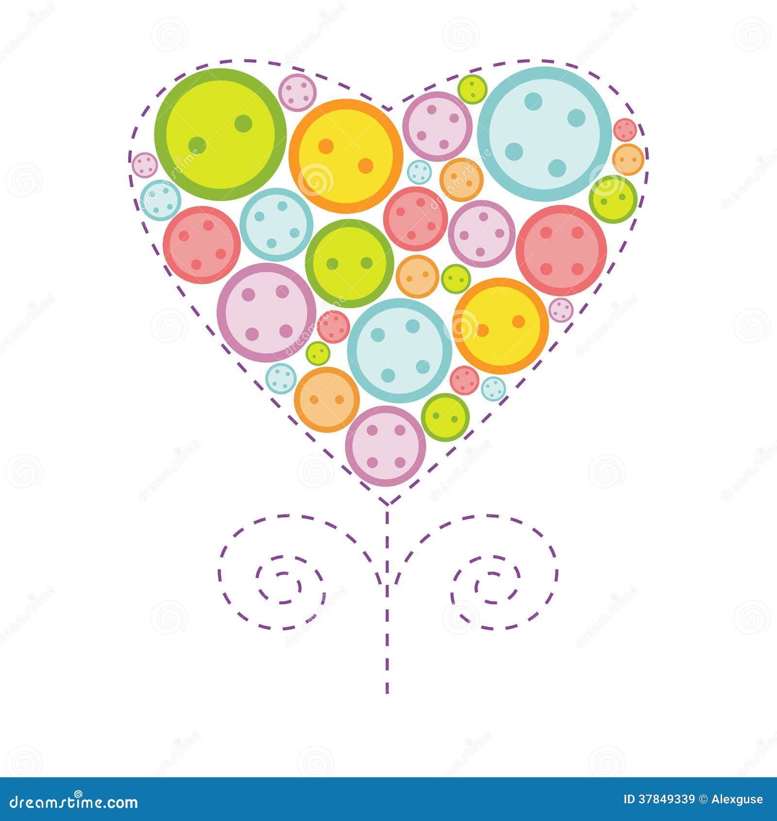 Valentine Heart with Buttons Stock Vector - Illustration of love, card ...