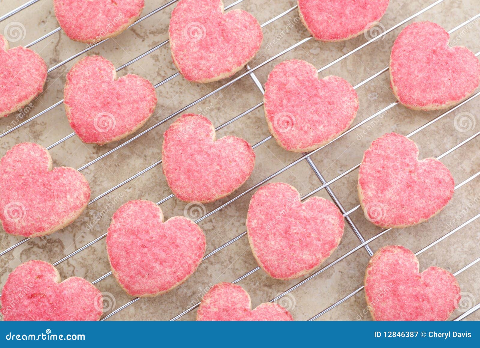 Valentine Heart Cookies on Cooling Rack Stock Image - Image of food ...