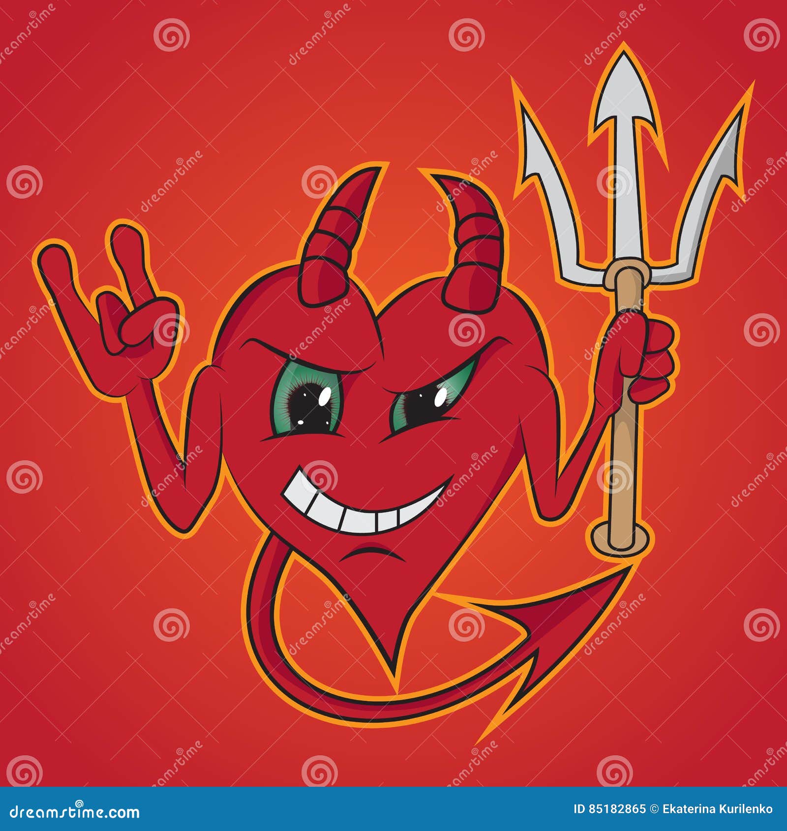 Valentine Heart Devil, Little Devil with Trident Stock Vector ...