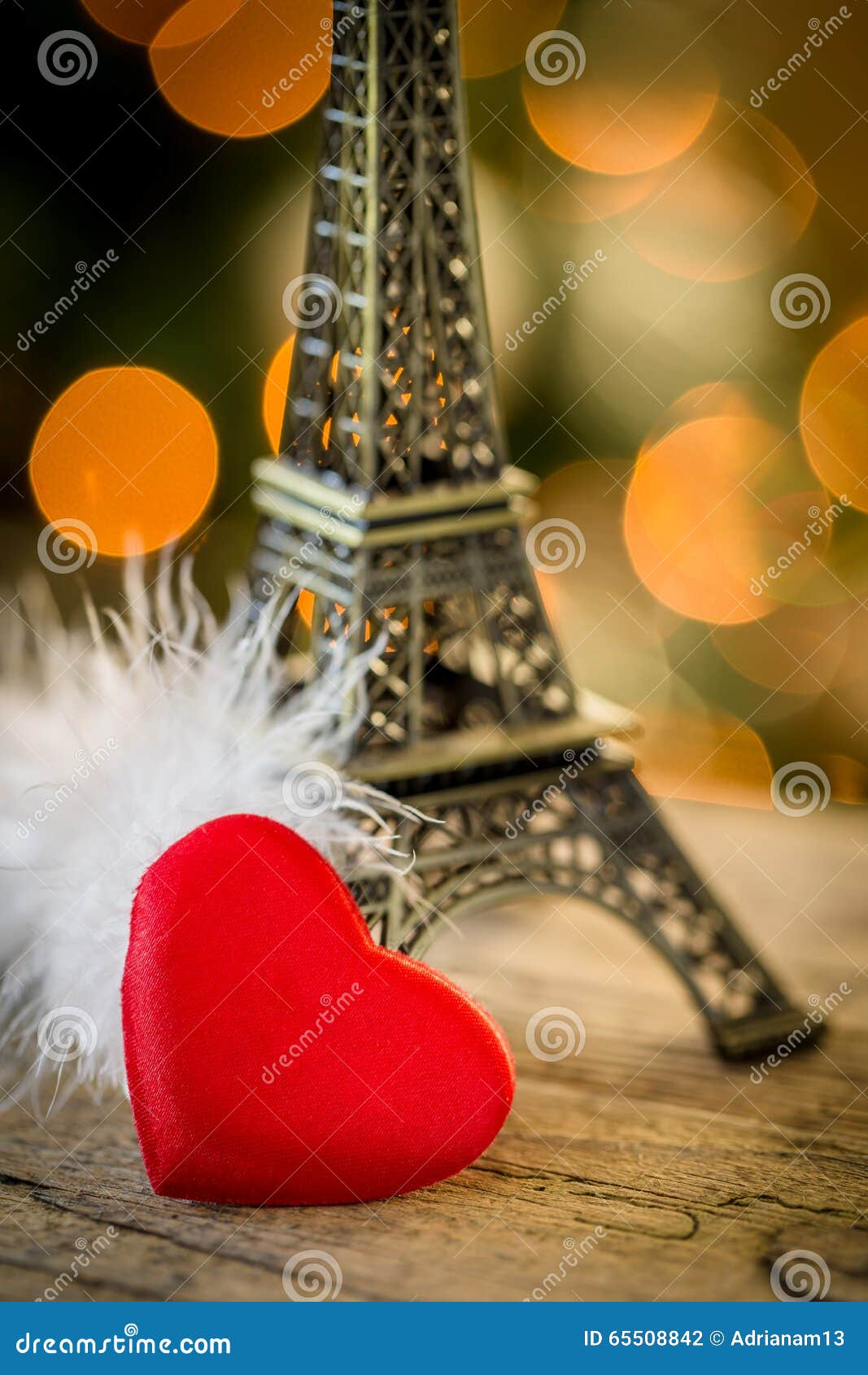 Valentine Heart with Feather and Eiffel Tower Stock Photo - Image of iloveyou, bokeh: 65508842