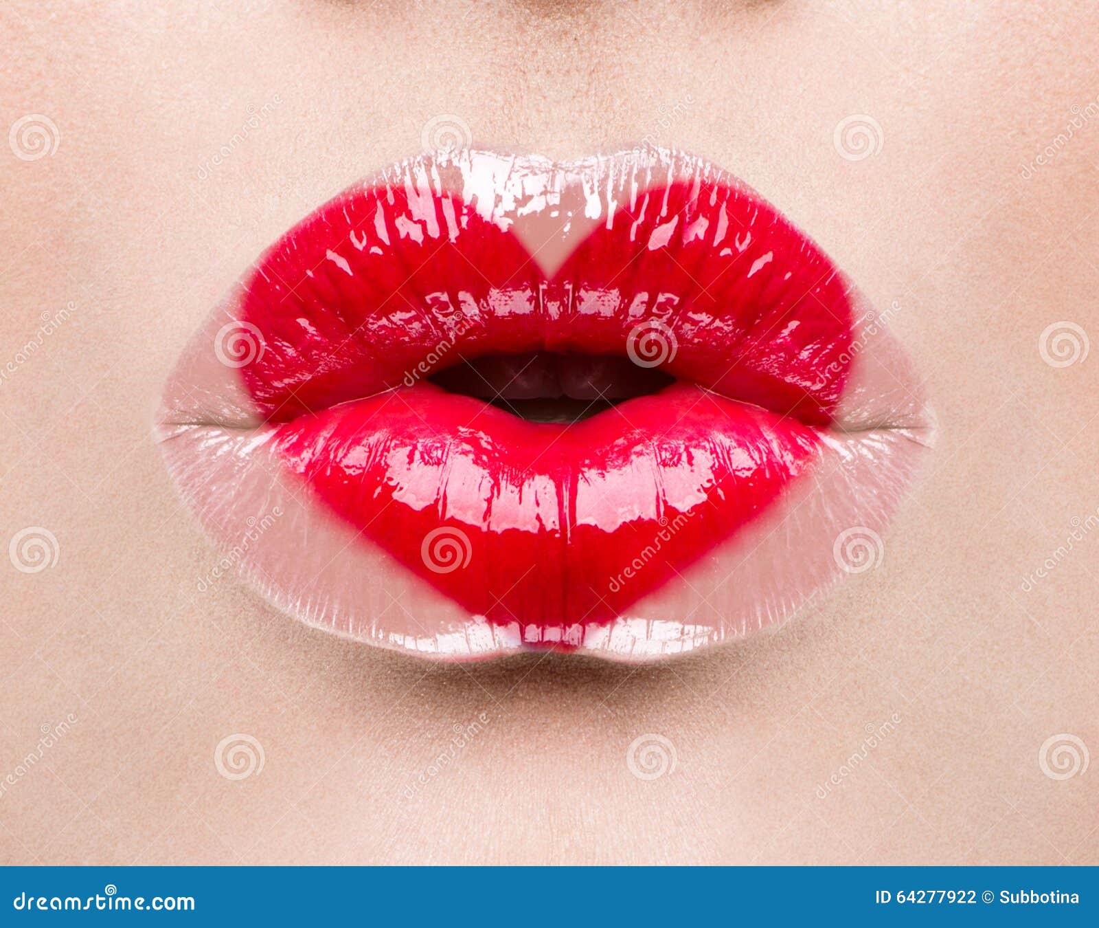 Valentine Heart Kiss on the Lips Stock Photo - Image of colour, face ...