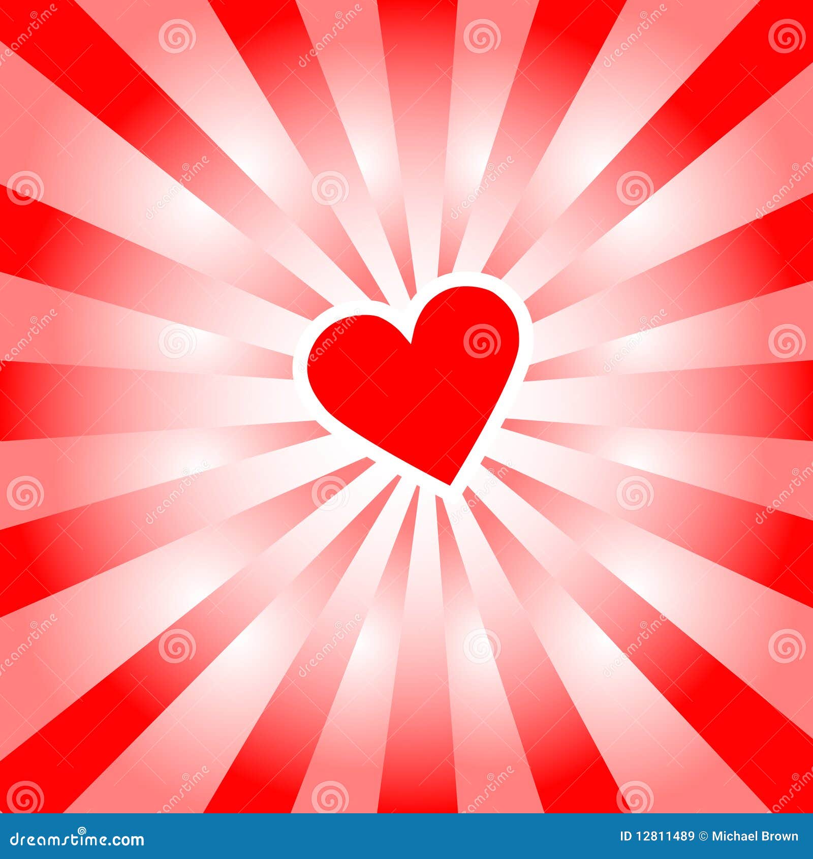 Valentine Heart Radiates Red Rays of Love Stock Vector - Illustration ...