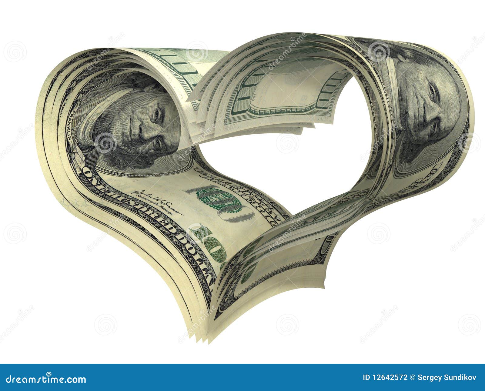 Valentine Heart Shape Made by Dollars Isolated Stock Illustration ...