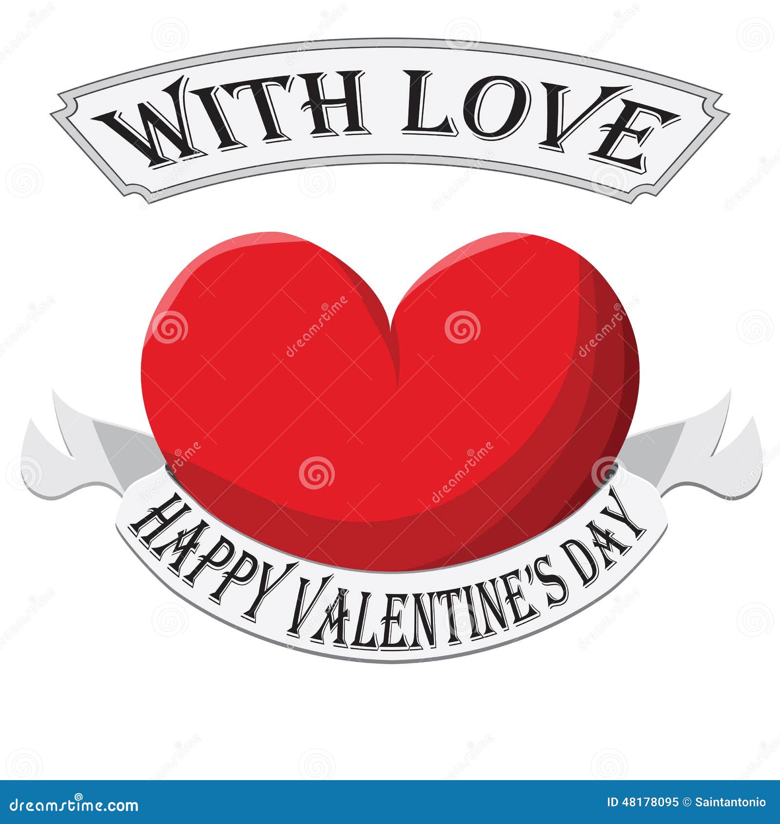 Valentine Heart with Sign Isolated on White Background Stock Vector ...