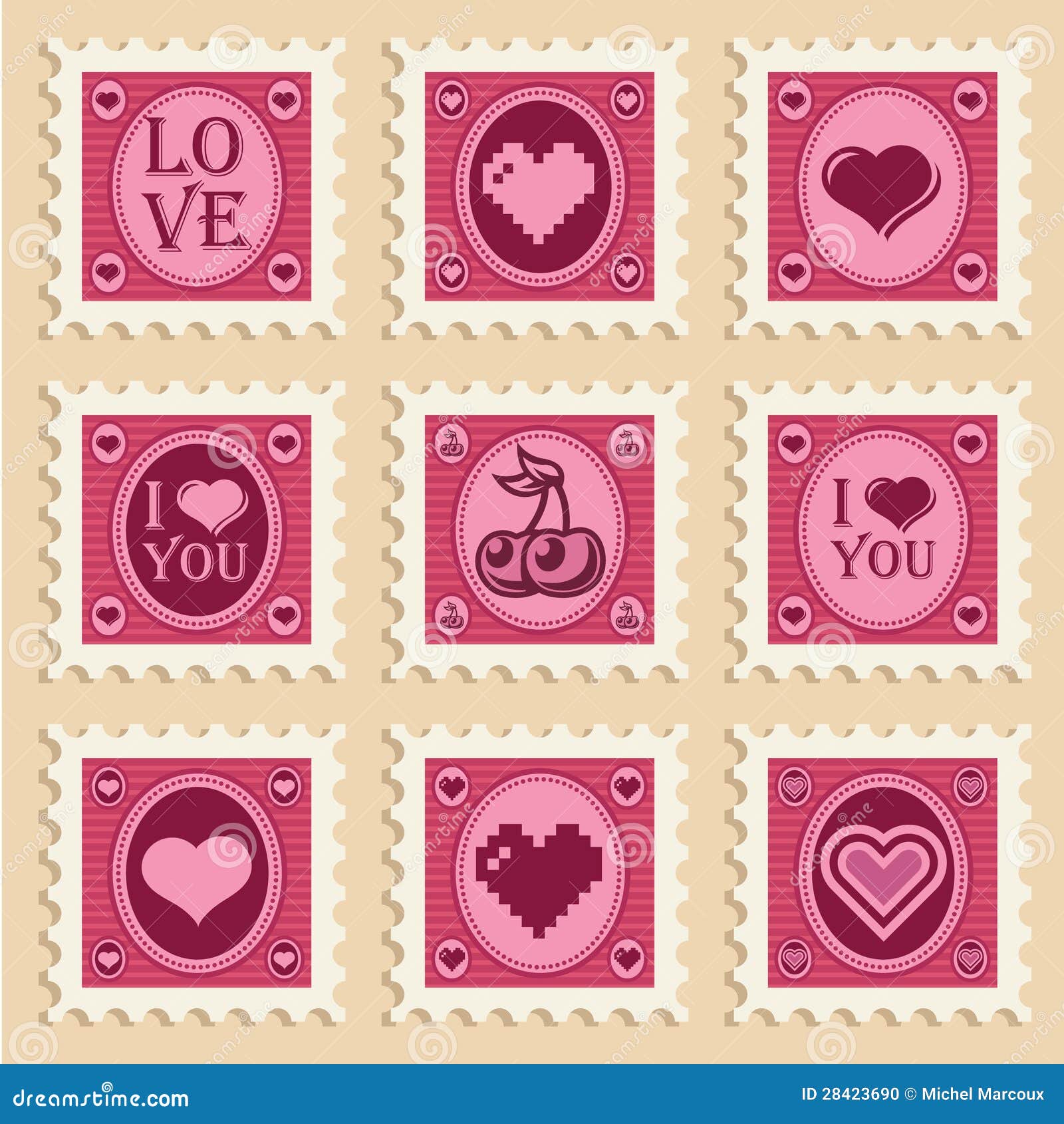 Valentine Heart Stamps stock vector. Illustration of stamps - 28423690