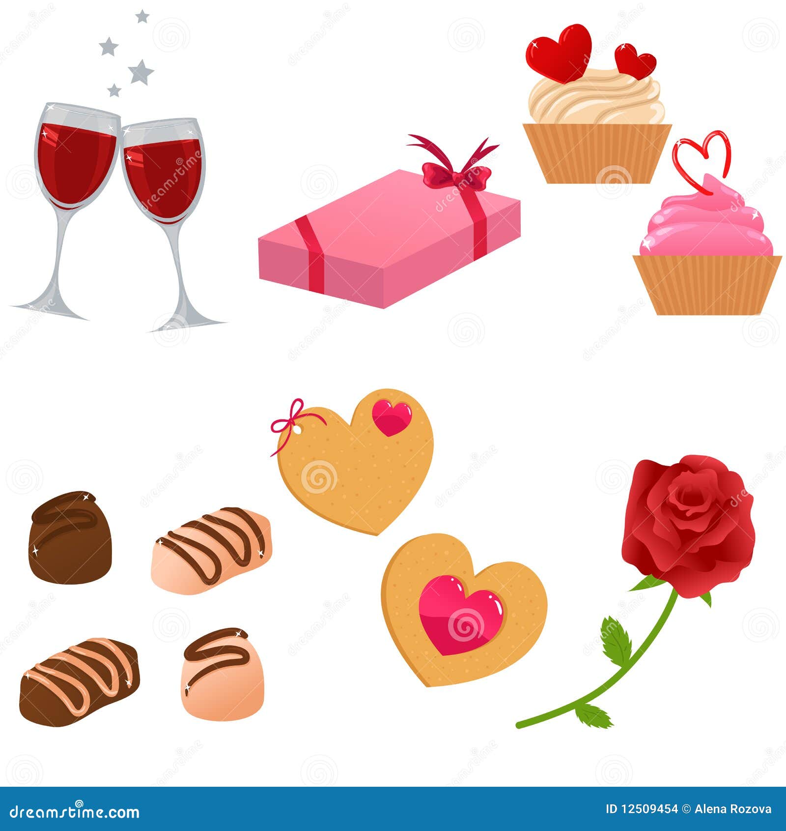 Valentine icon set stock vector. Illustration of muffin - 12509454