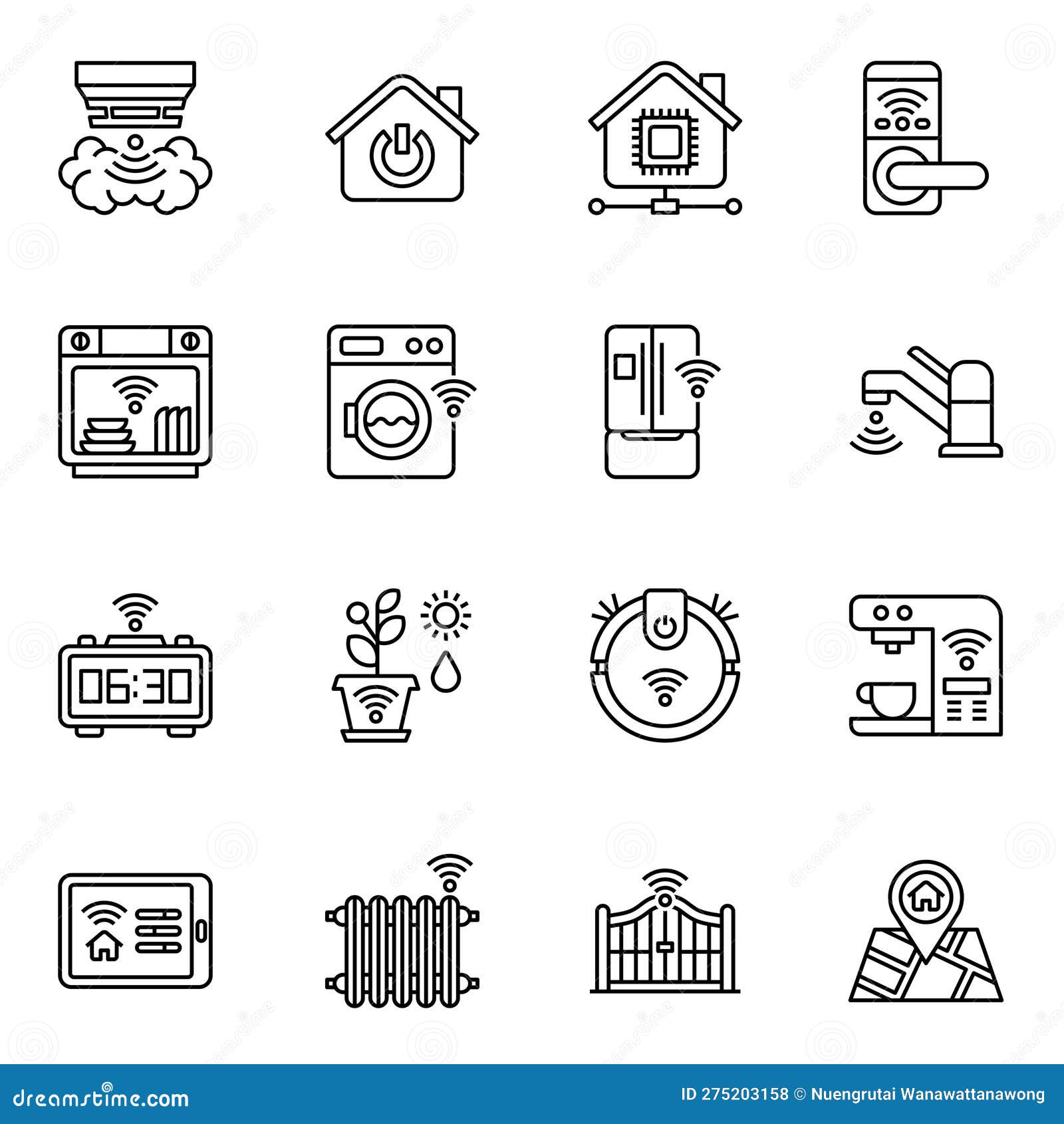Home Automation Icons Set 2, Smart Home Line Icons. Stock Vector ...