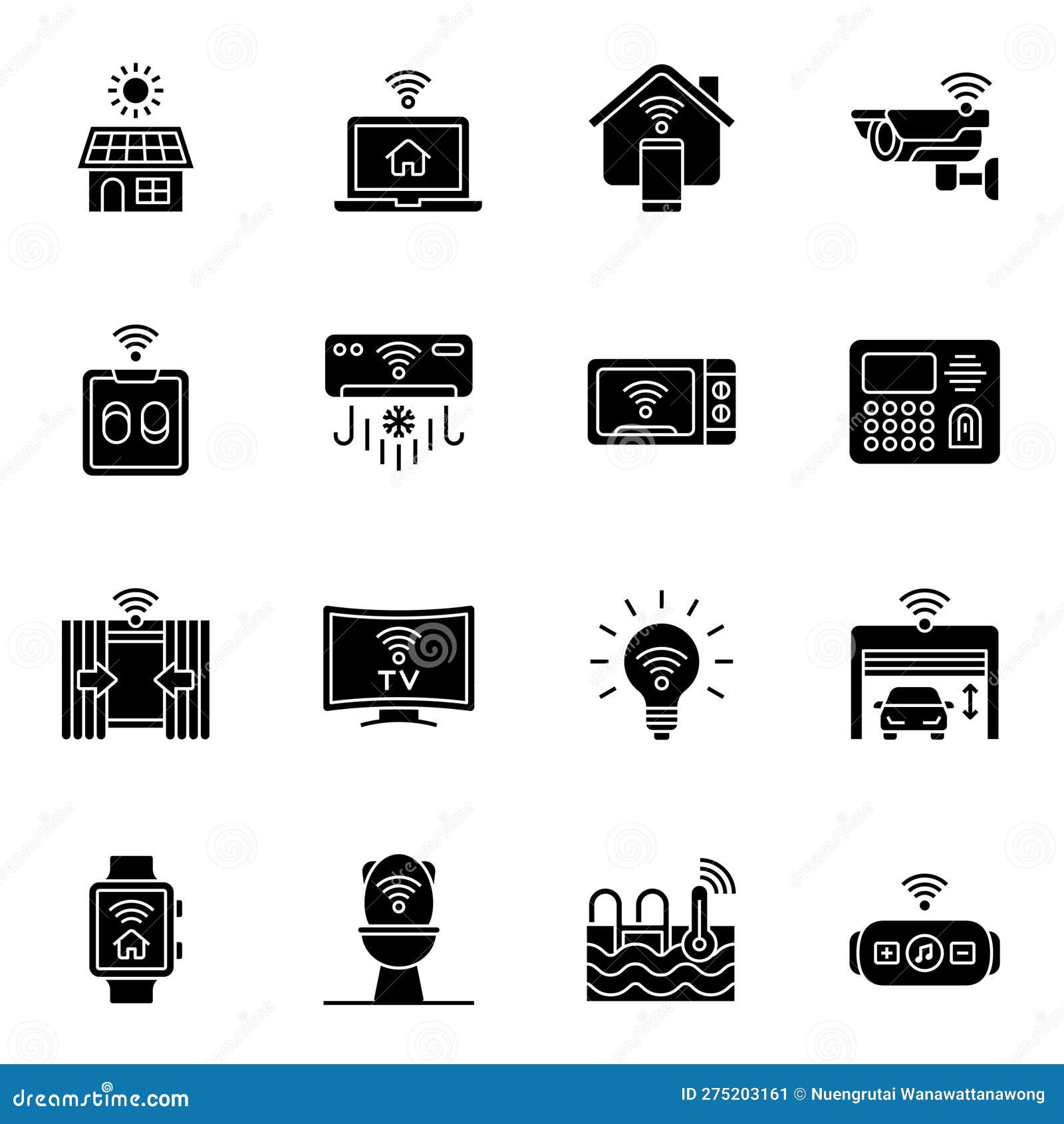 Home Automation Icons Set 1, Smart Home Glyph Icon. Stock Vector ...