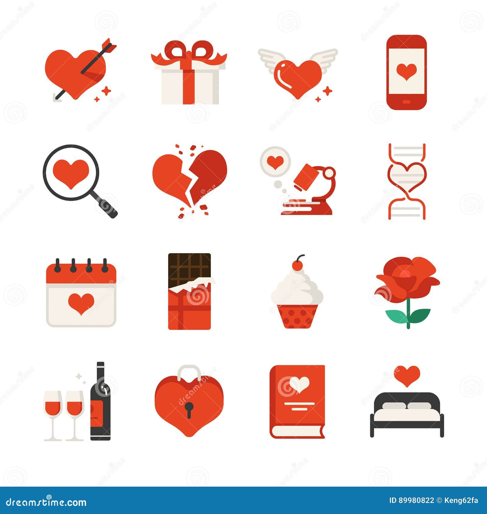 Valentine icons set stock vector. Illustration of wine - 89980822