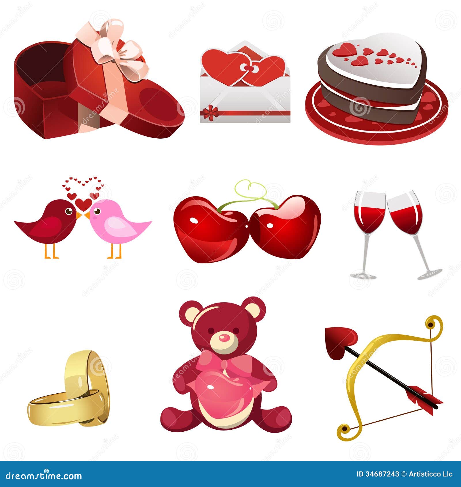 Valentine icons stock vector. Illustration of cake, icon - 34687243