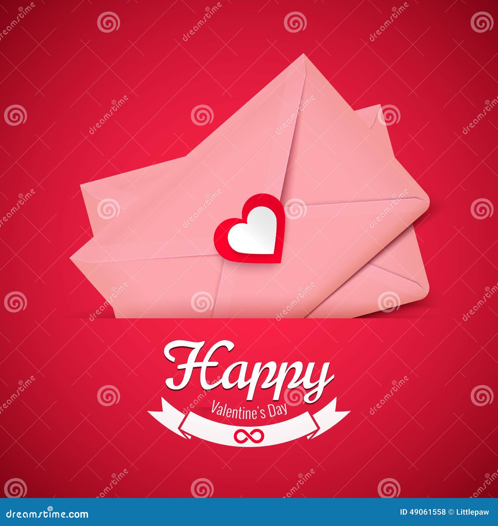 Valentine Illustration, Pink Envelope with Heart, Greeting Card Stock ...