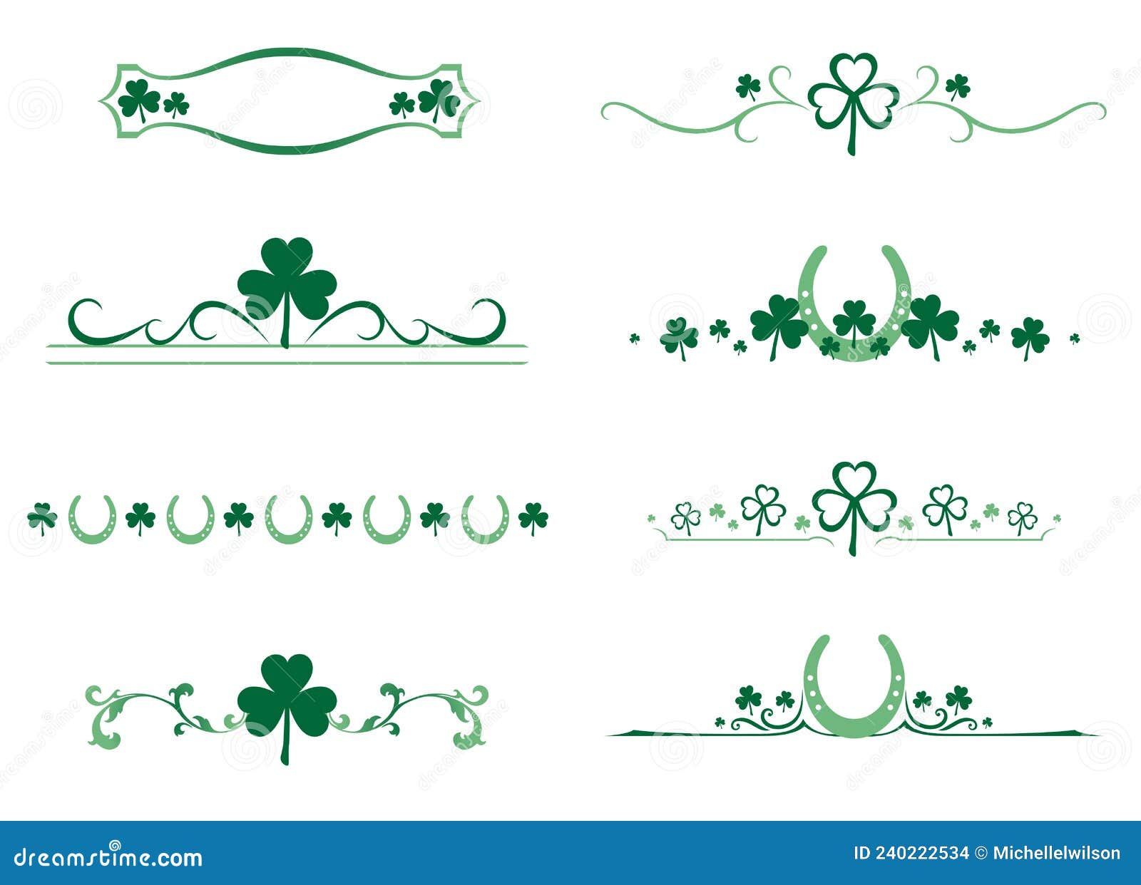 A Set of St Patricks Day Shamrock Dividers Stock Vector - Illustration ...