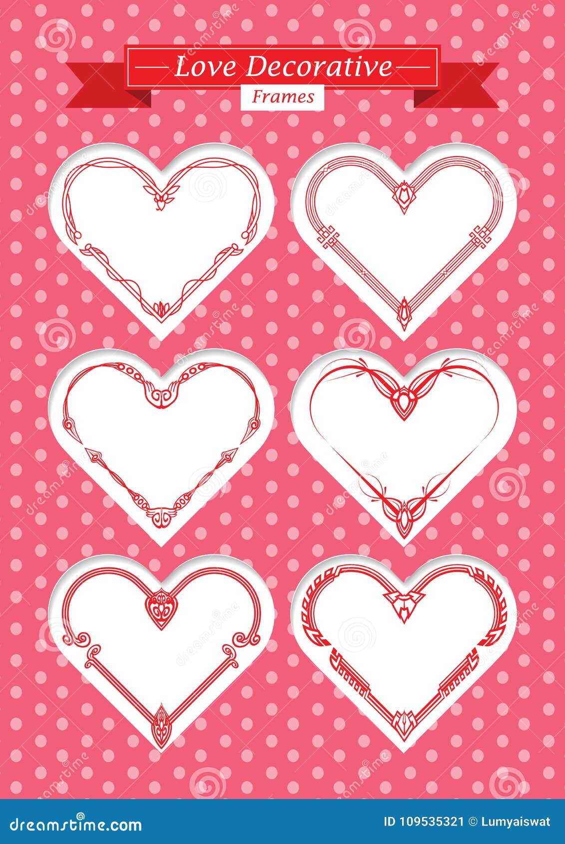 Valentine Love Decorative Frames Set Stock Vector - Illustration of ...