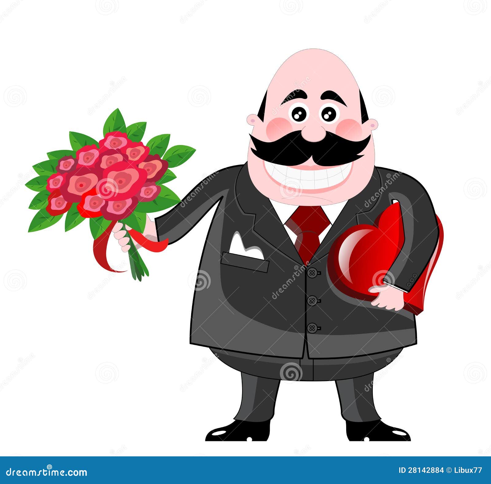 Valentine Man with Roses and Chocolates Stock Vector - Illustration of ...