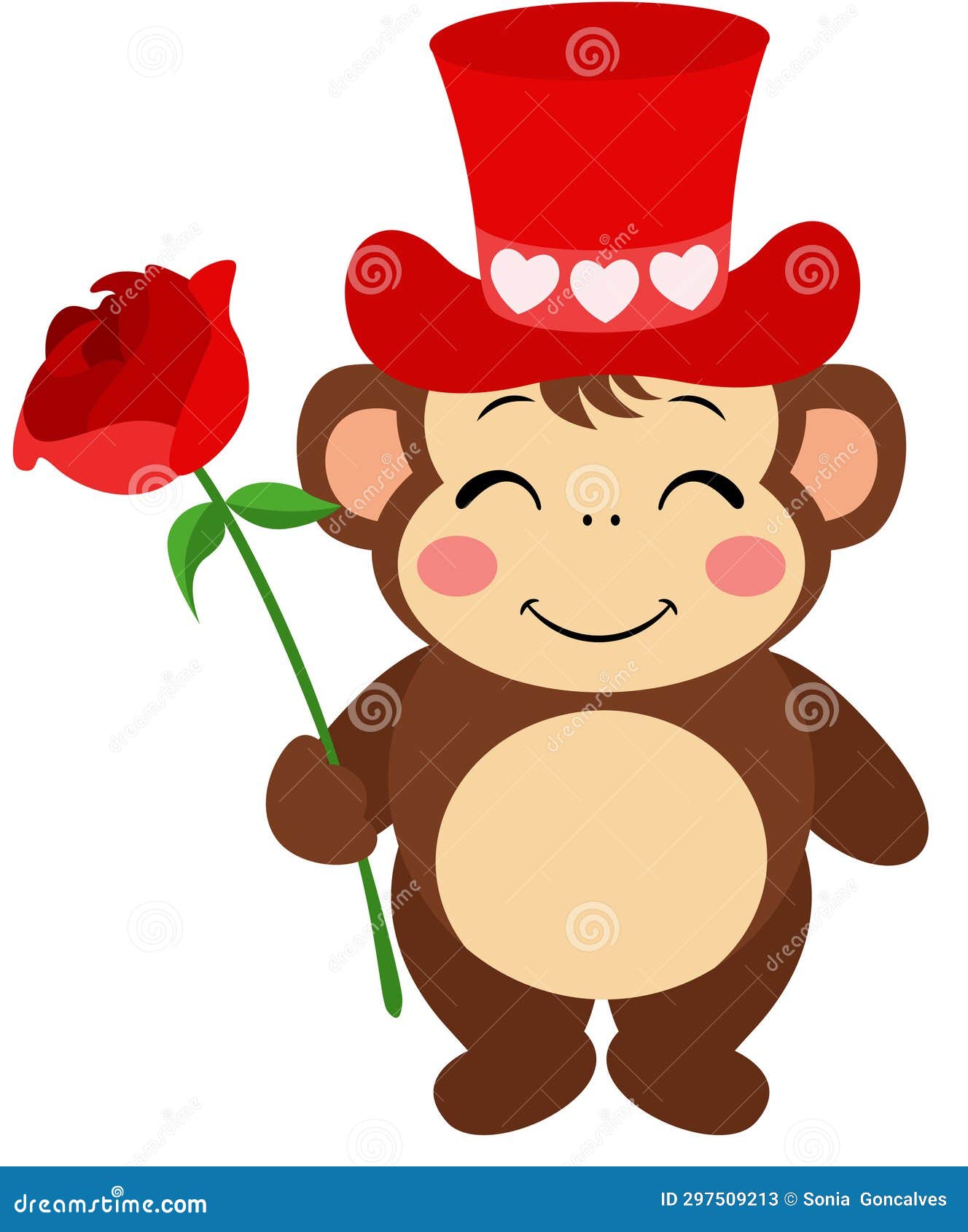 Rose Monkey Expression Cartoon Sticker | CartoonDealer.com #54613389