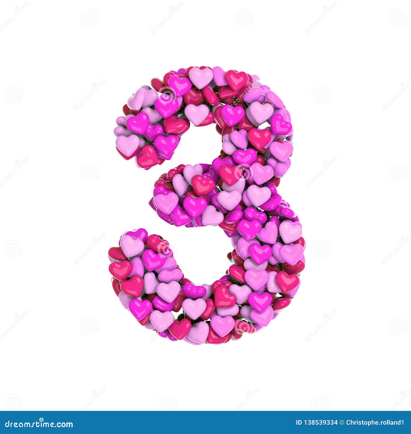 Valentine Number 3 - 3d Heart Digit - Suitable for Valentine`s Day ... Valentine Number 3 - 3d Heart Digit - Suitable for Valentine`s Day ...