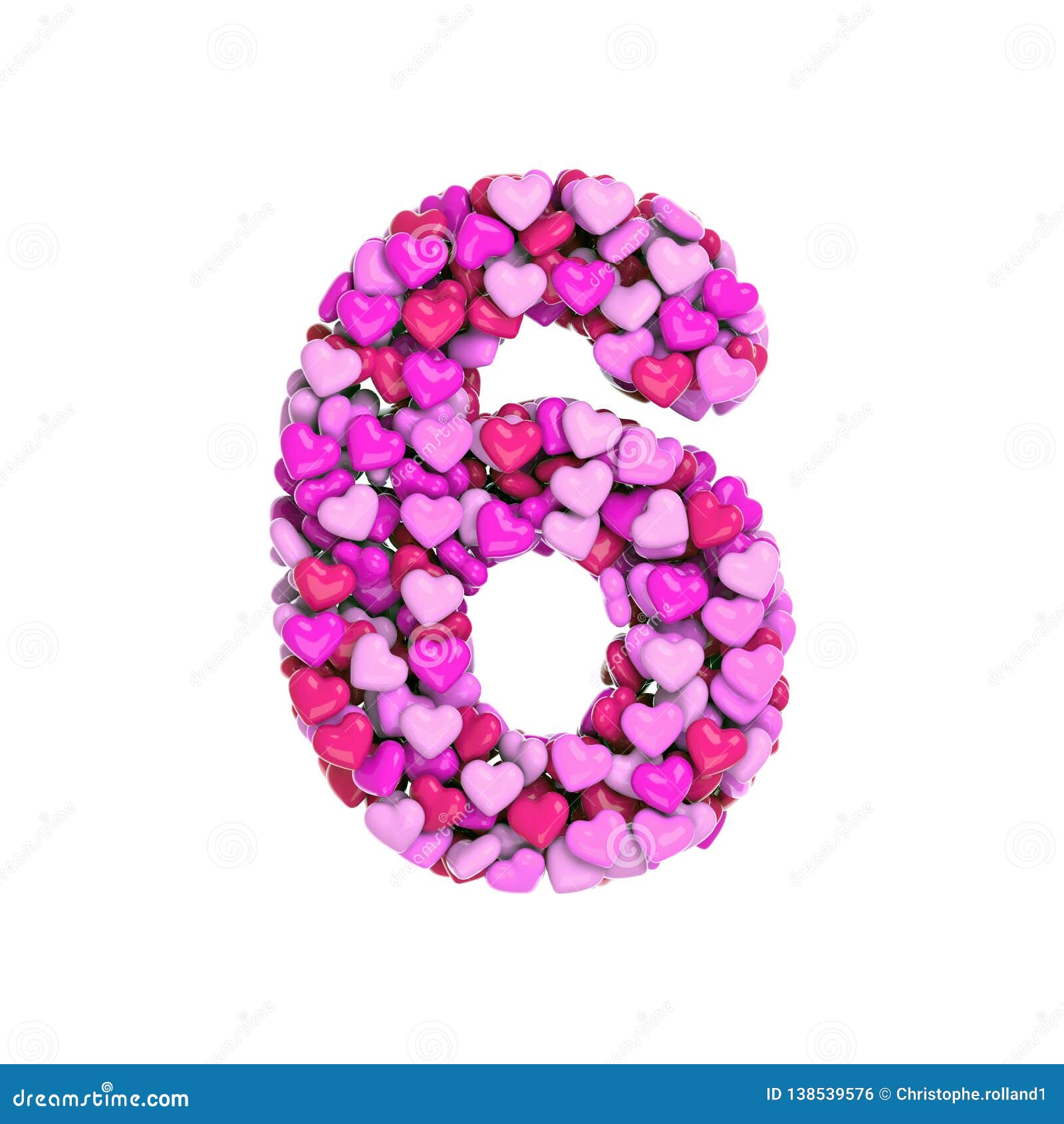 Valentine Number 6 - 3d Heart Digit - Suitable for Valentine`s Day ... Valentine Number 6 - 3d Heart Digit - Suitable for Valentine`s Day ...