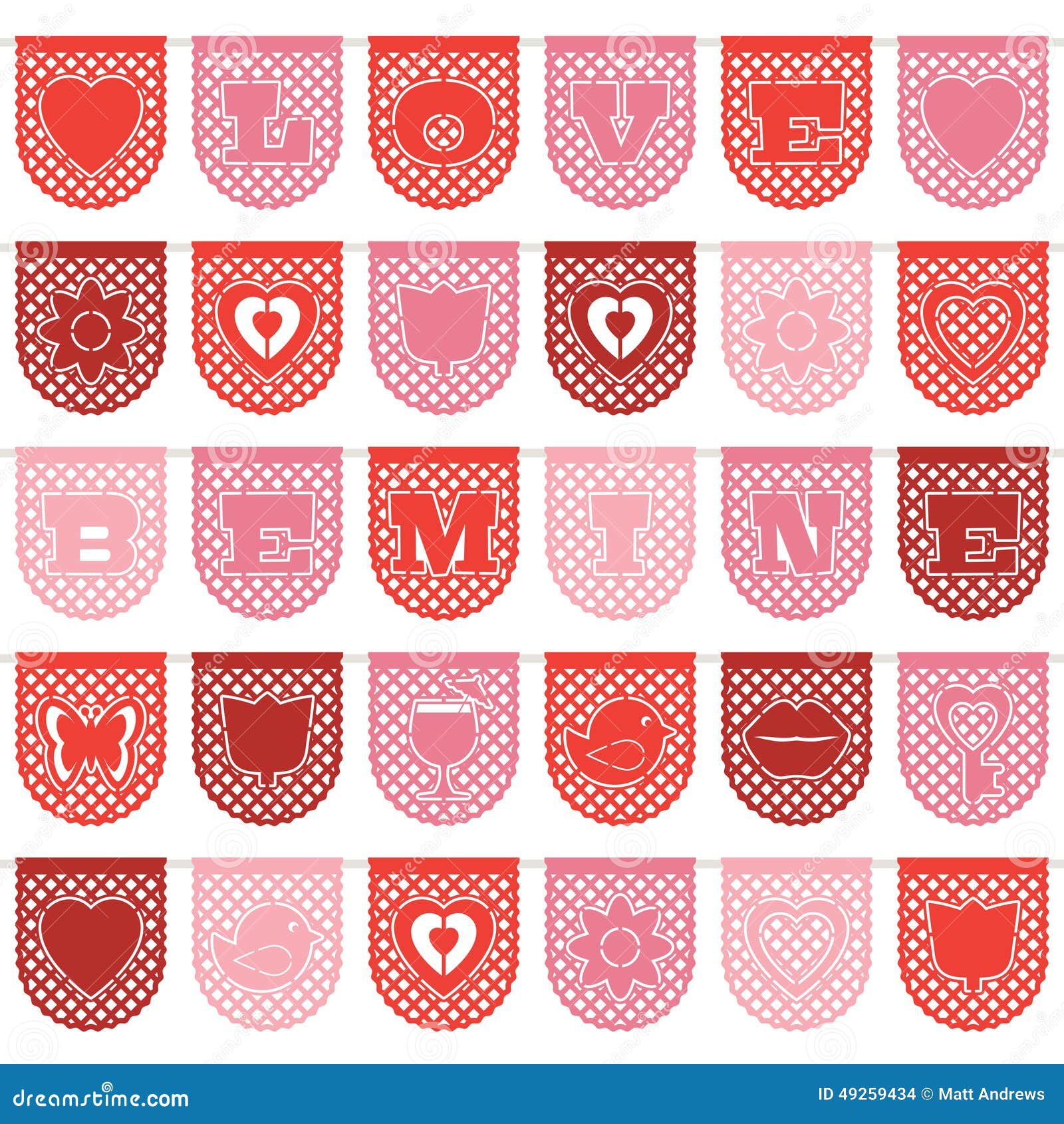 Valentine paper bunting stock vector. Illustration of isolated - 49259434