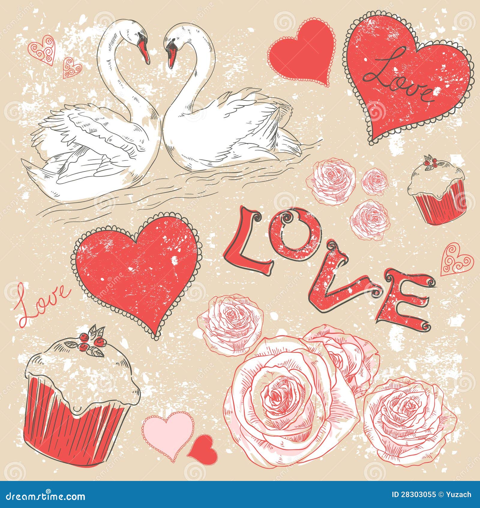 Valentine Swans Stock Illustrations – 1,104 Valentine Swans Stock ...