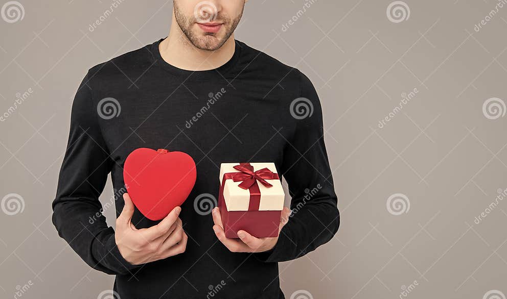 Valentine Present for Man. Box of Valentine Present, Copy Space Stock ...