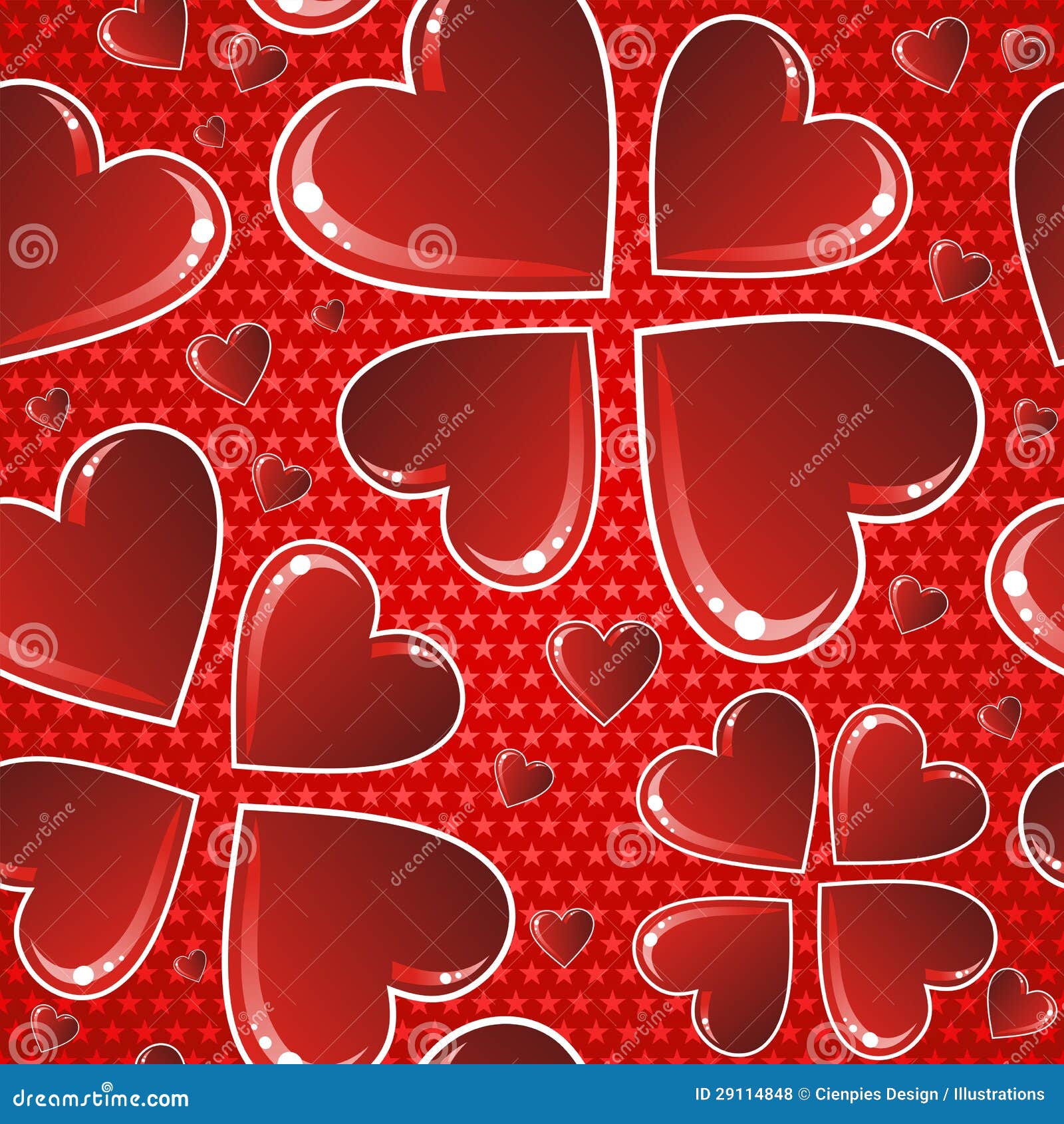 Valentine Red Glossy Heart Pattern Stock Vector - Illustration of ...