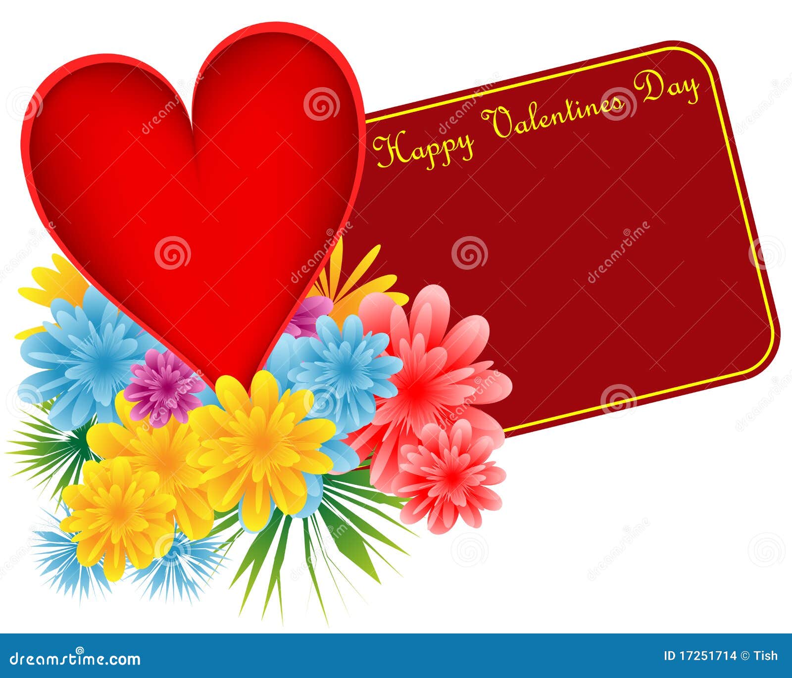 Valentine Red Heart and Flowers Stock Vector - Illustration of date ...