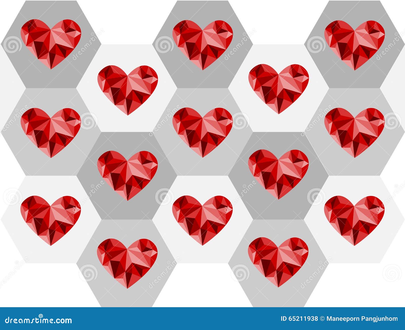 Valentine Red Heart Polygon Design Stock Vector - Illustration of ...
