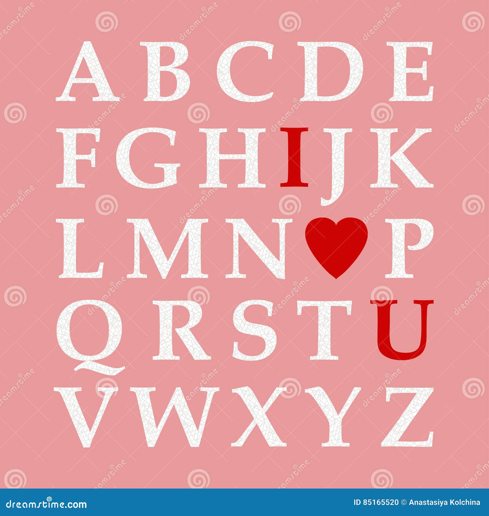 Valentine`s Day Alphabet, Love ABC Stock Vector - Illustration of ...