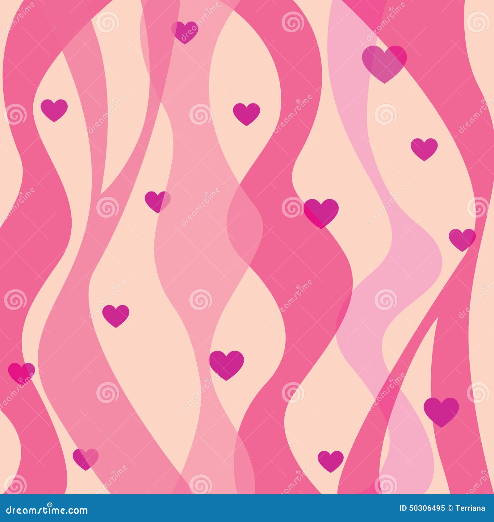 Valentine S Day Background. Hearts in Waves of Love. Stock Illustration ...