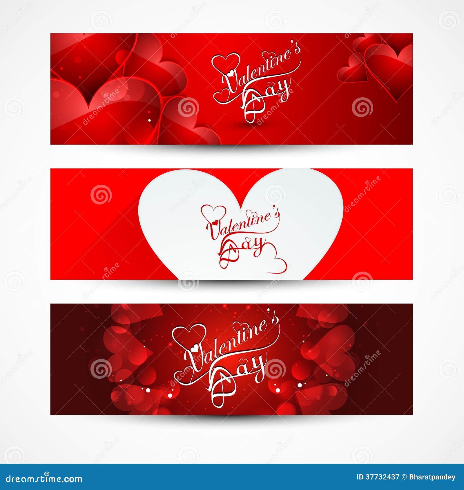 Valentine S Day Banners or Headers Set Colorful Stock Illustration ...