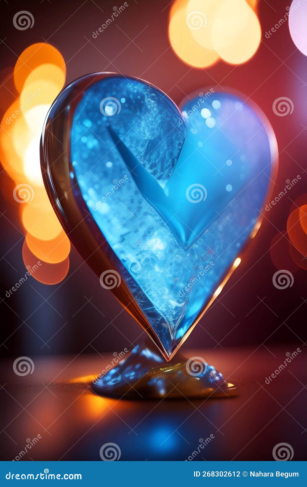 Valentine S Day Broken Heart Glass Glowing With Blue Light Stock Illustration Illustration Of