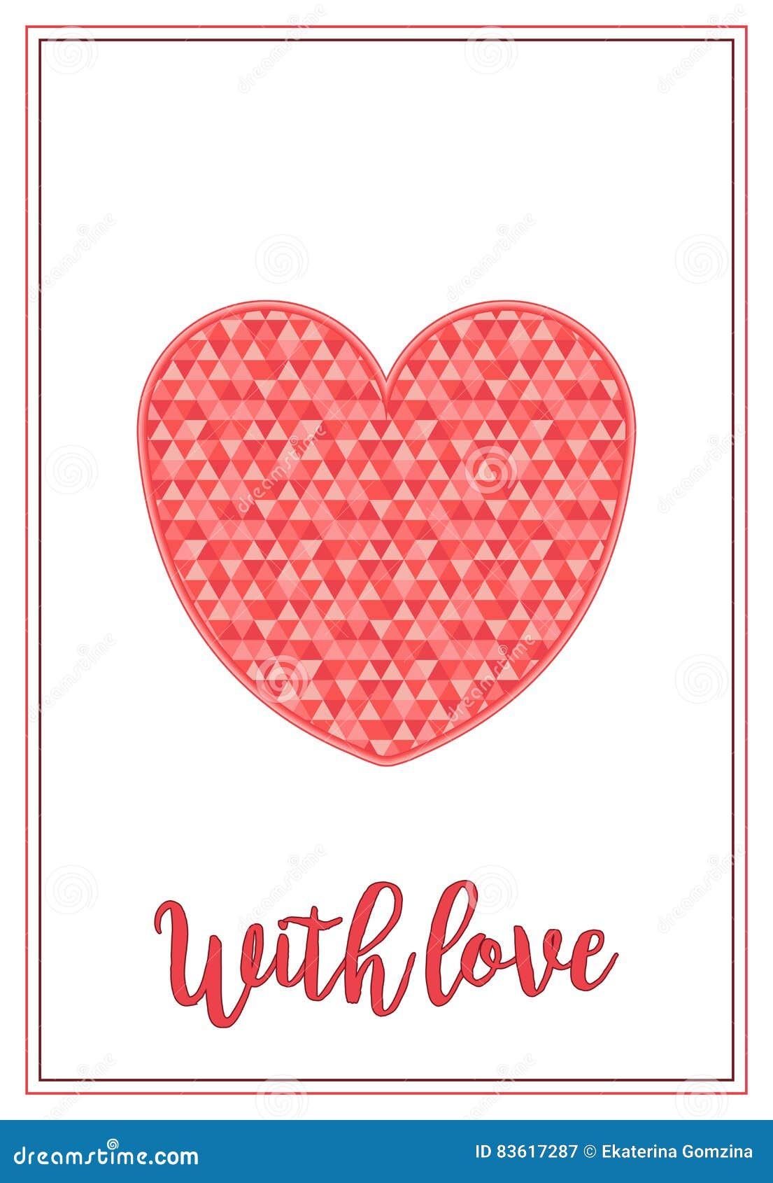 A Valentine`s Day Card with Big Heart with Pattern Inside Stock Vector ...