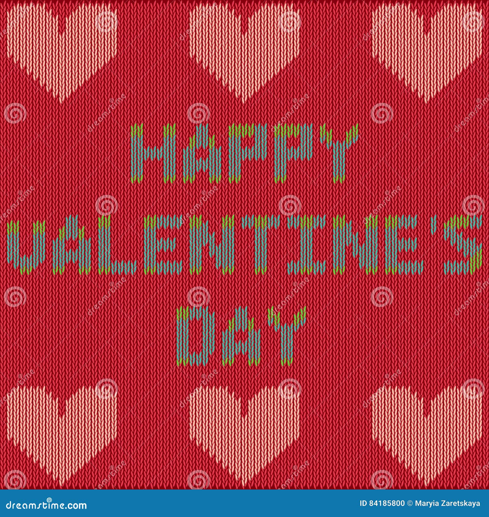 Valentine`s Day Card with Knitted Text Stock Vector - Illustration of ...