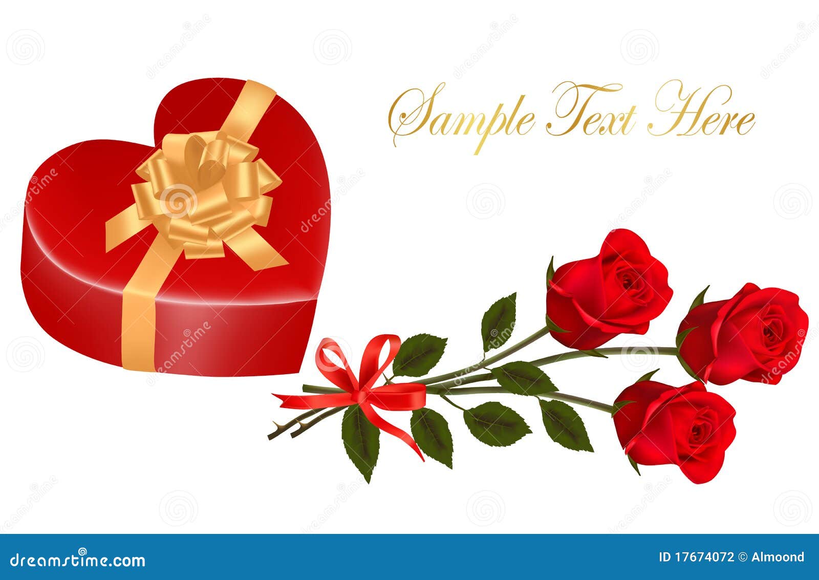 Valentine`s Day Card. Red Roses and Gift Box Stock Vector ...