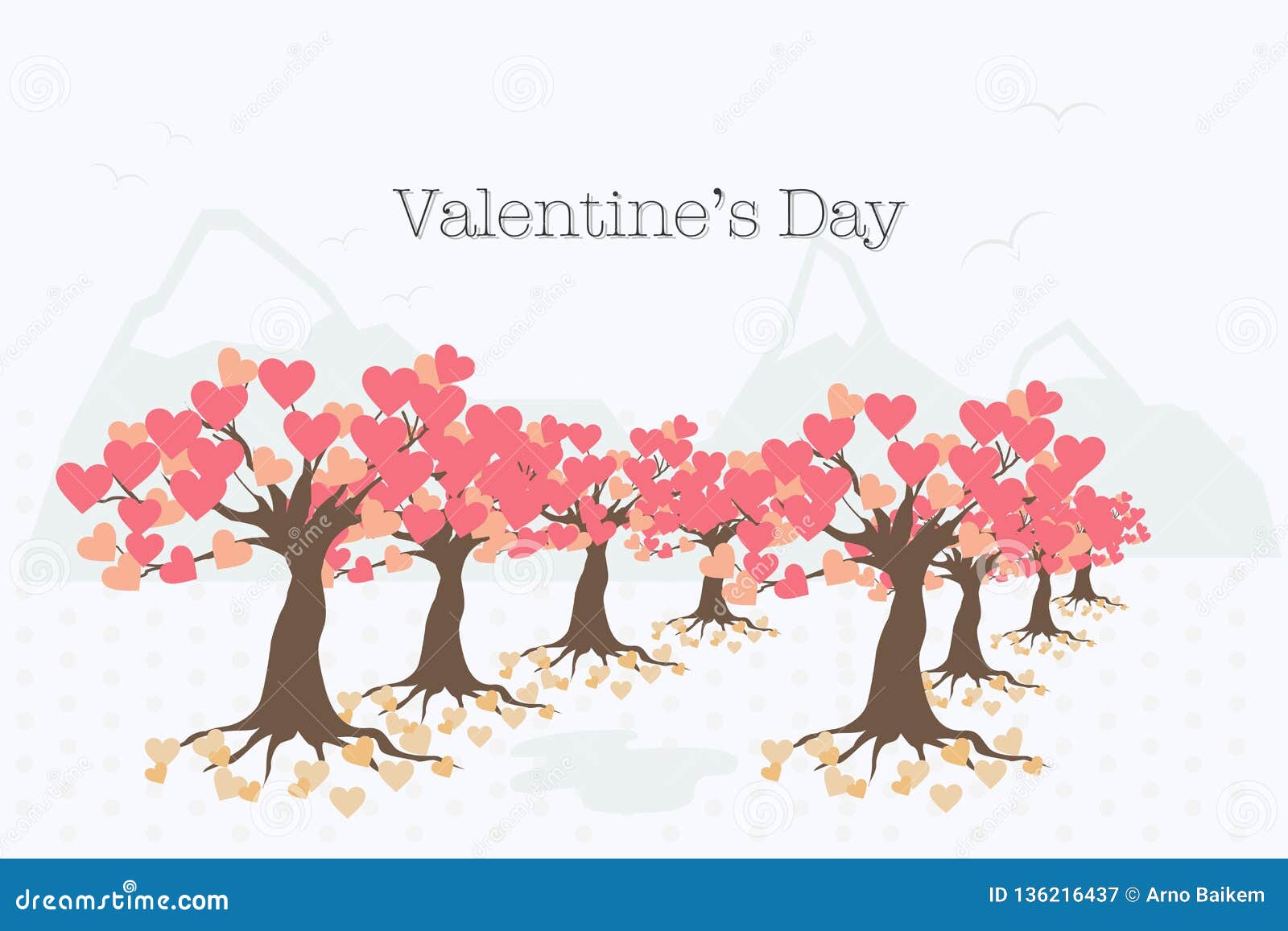 Valentine`s Day Card with the Tree of Love Stock Illustration ...