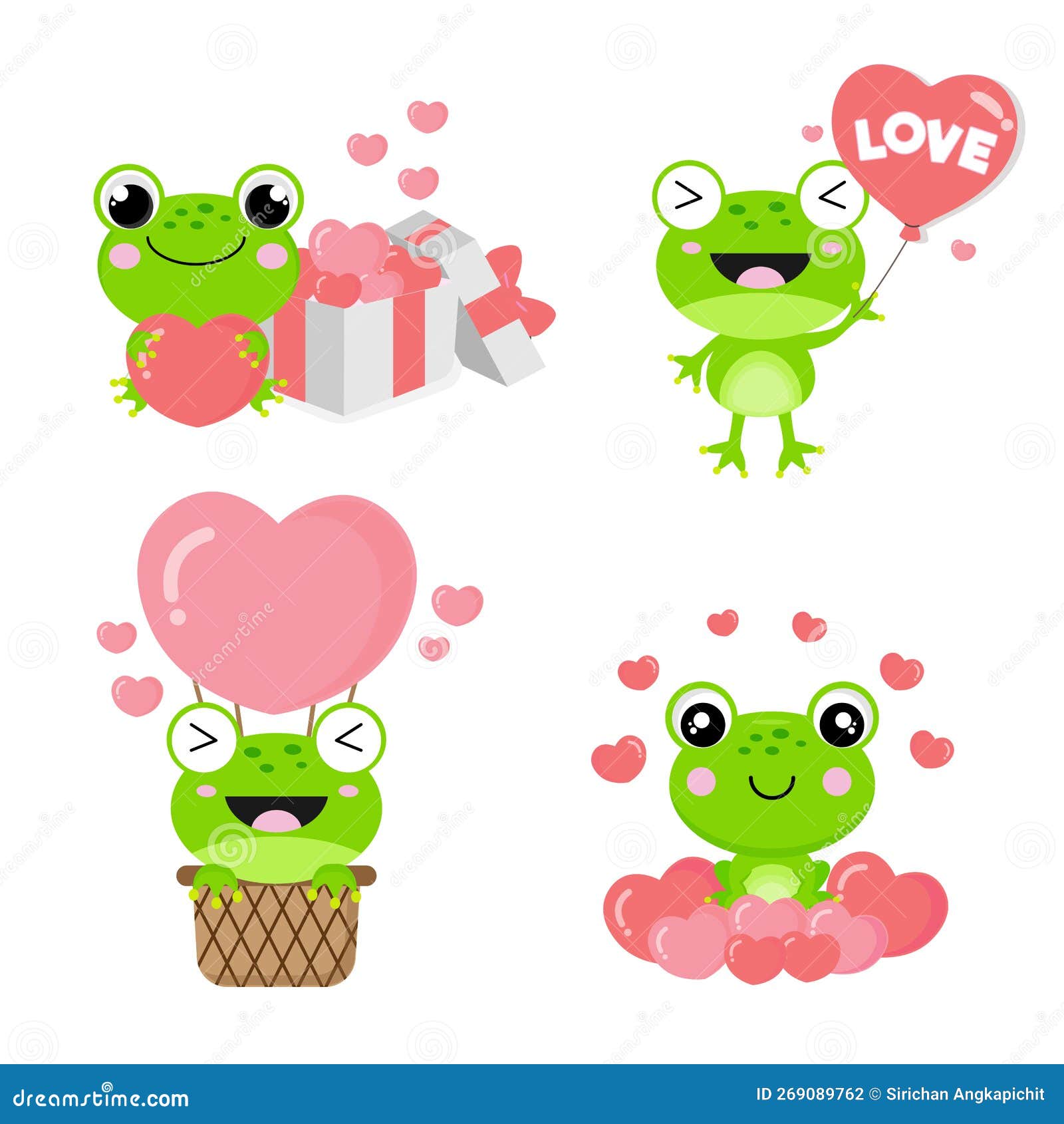 Valentine S Day Collection with Cute Frog Stock Vector - Illustration ...