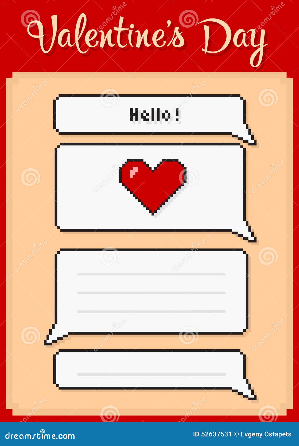 Valentine s Day Dialog stock vector. Illustration of pixel - 52637531