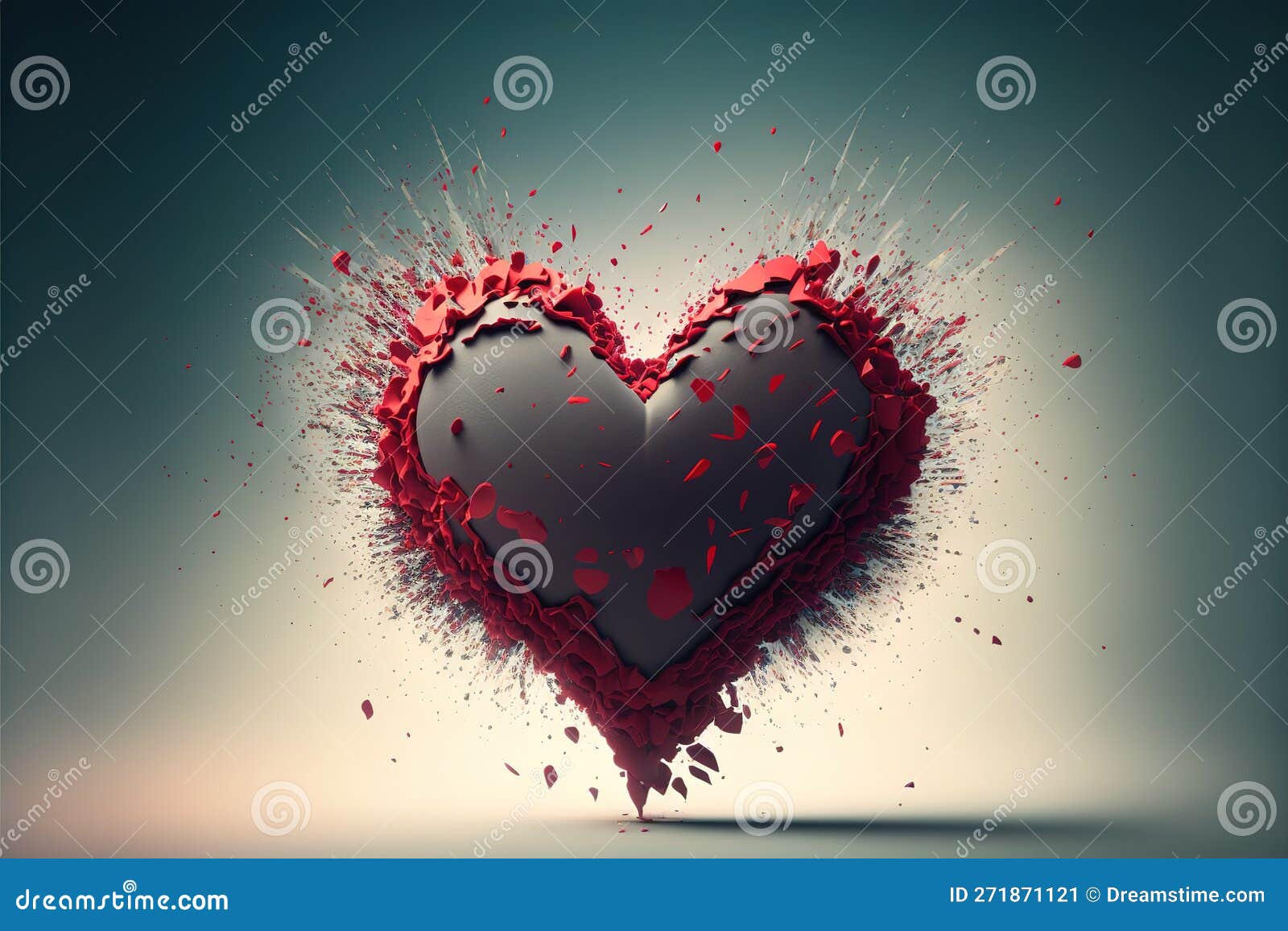 Valentine S Day Exploding Heart Card. Generative AI Stock Illustration ...