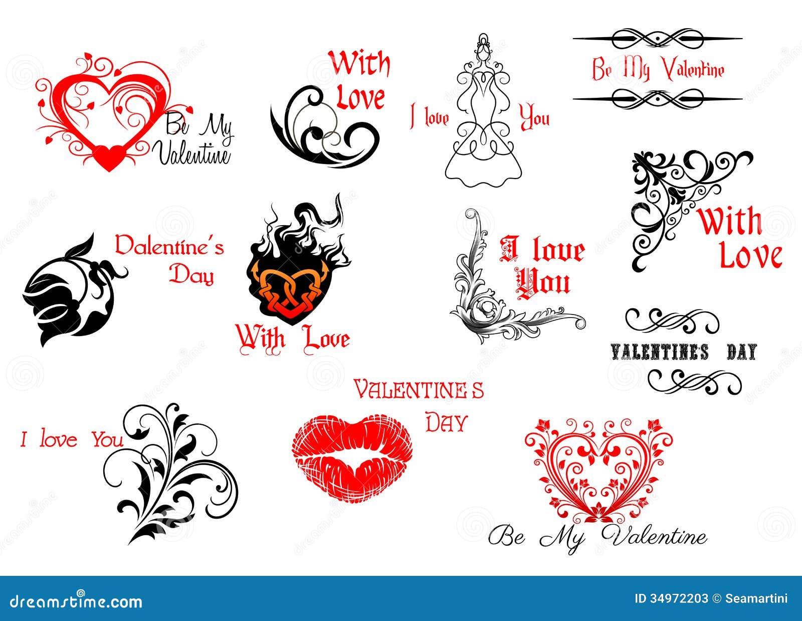 Valentine S Day Headers and Scripts Stock Vector - Illustration of ...