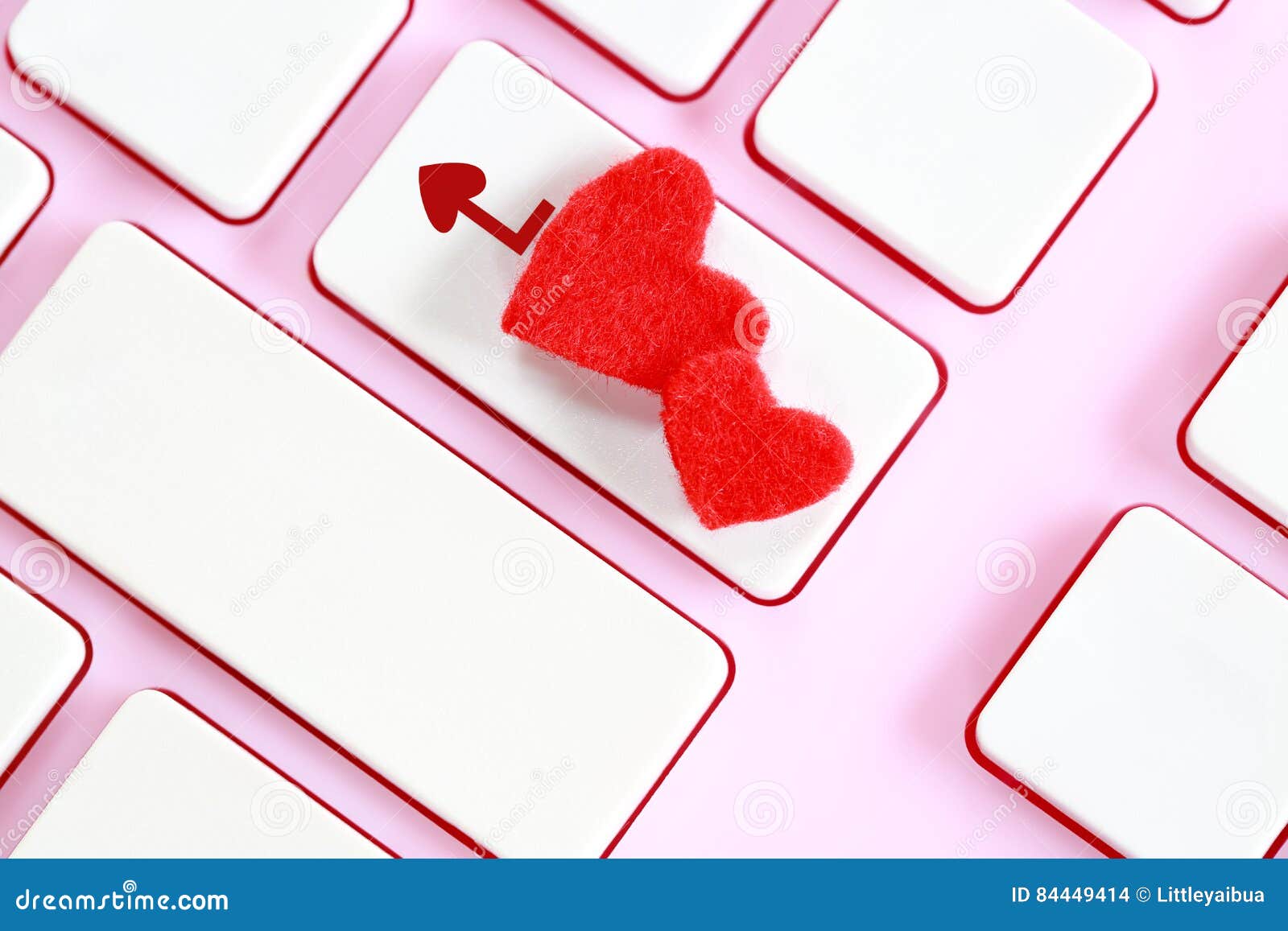 Valentine`s Day Heart Shape on Pink Keyboard. Stock Photo - Image of ...