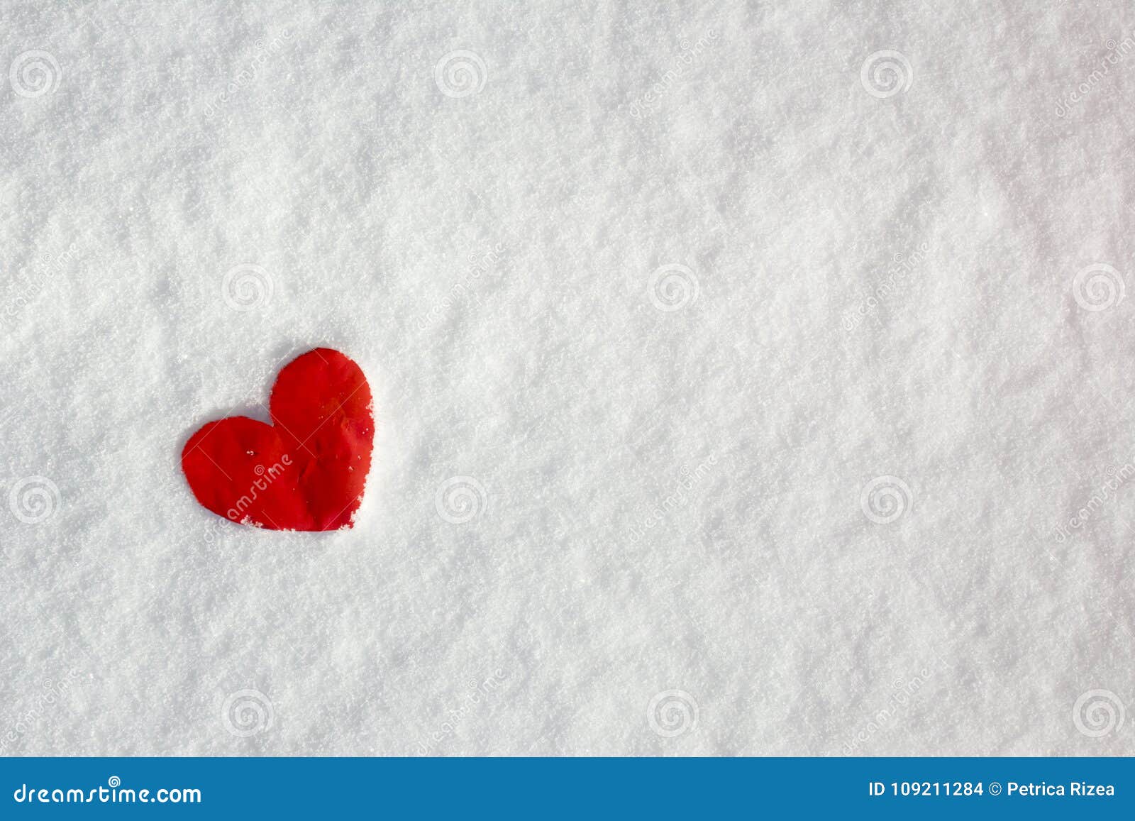 Valentine`s Day Love Heart on Snow Stock Photo - Image of love, surface ...