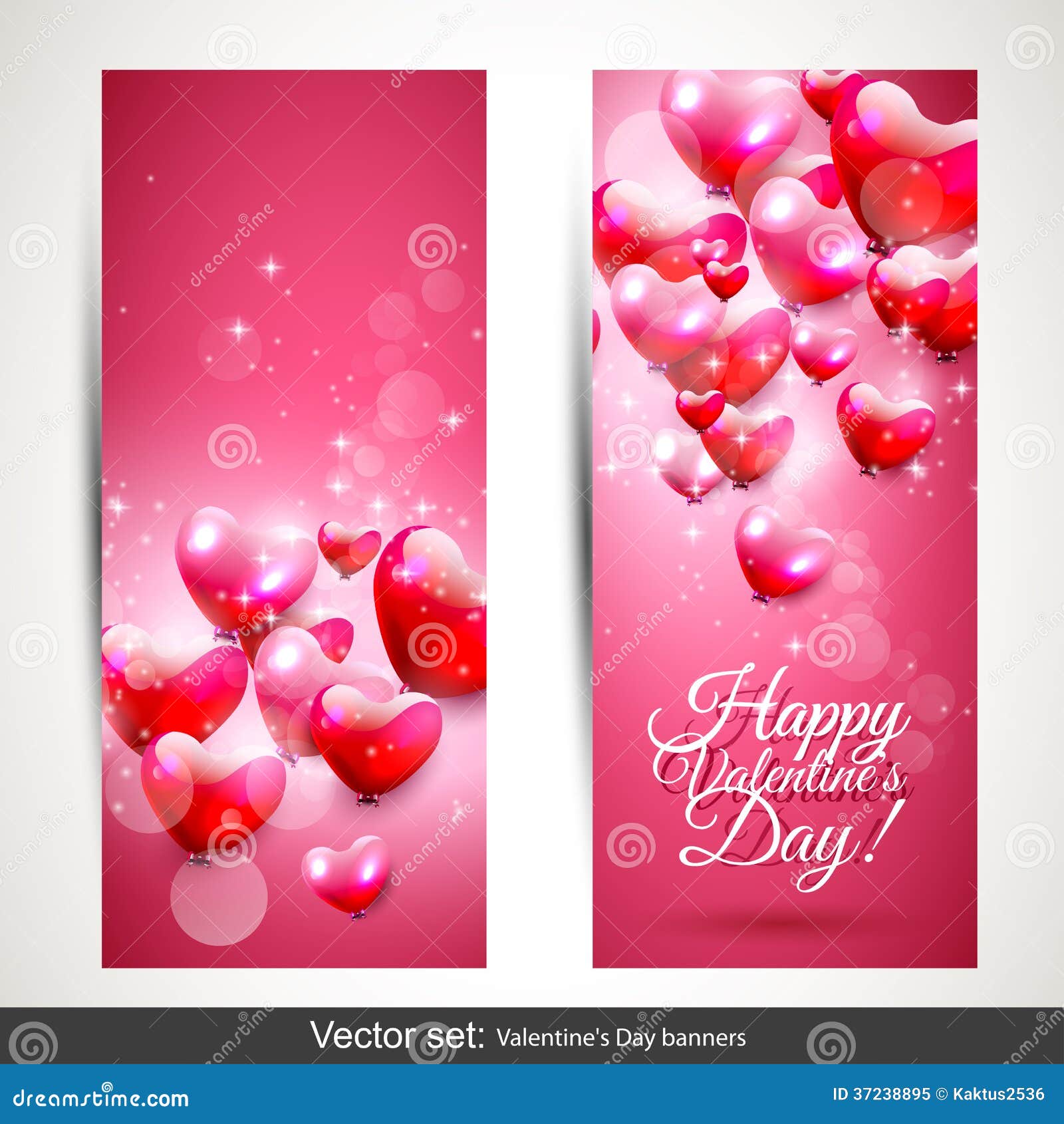 Valentine S Day Pink Banners Stock Illustration - Illustration of ...