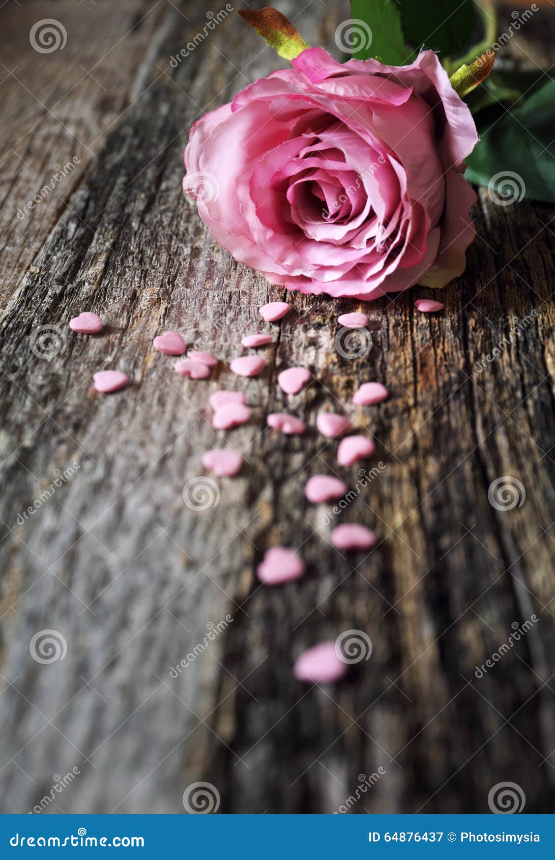 Valentine S Day: Pink Rose and Hearts Stock Image - Image of love ...