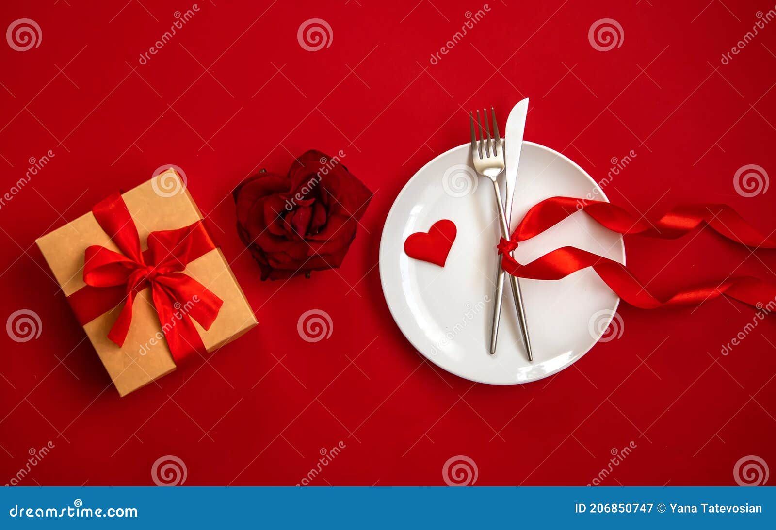 Valentine S Day Romantic Dinner Congratulation. Selective Focus Stock ...