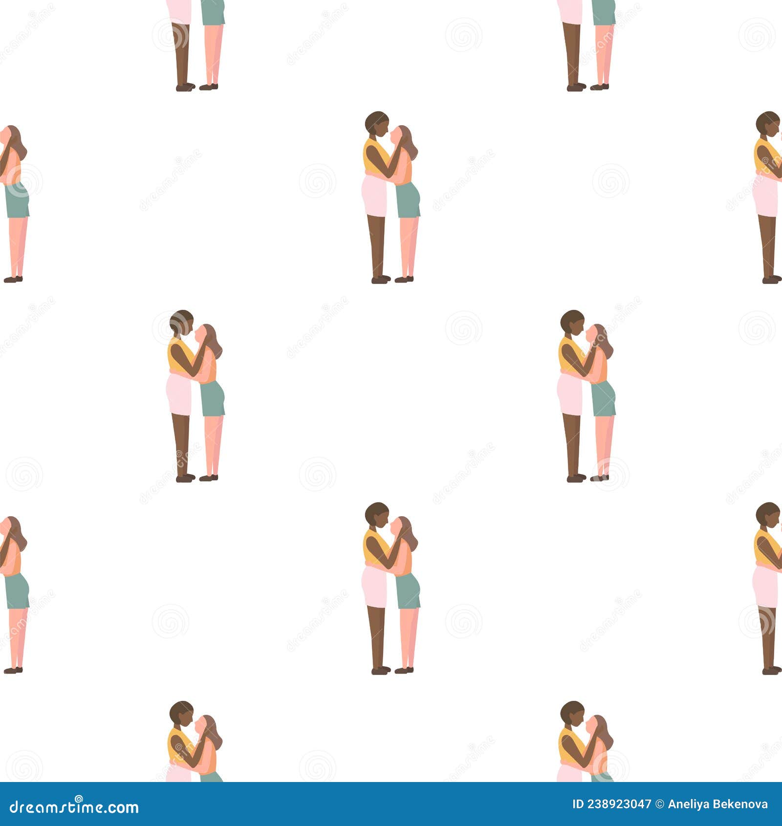 Two Lesbian Girls Hand To Hand Silhouette Illustration Isolated On