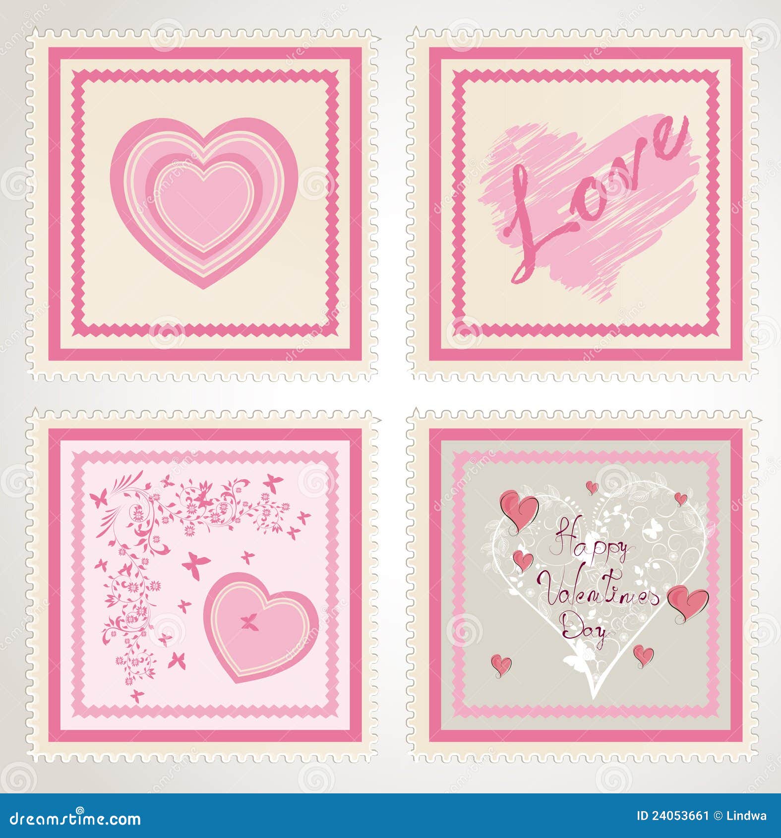 Valentine`s day stamps set stock vector. Illustration of romantic ...
