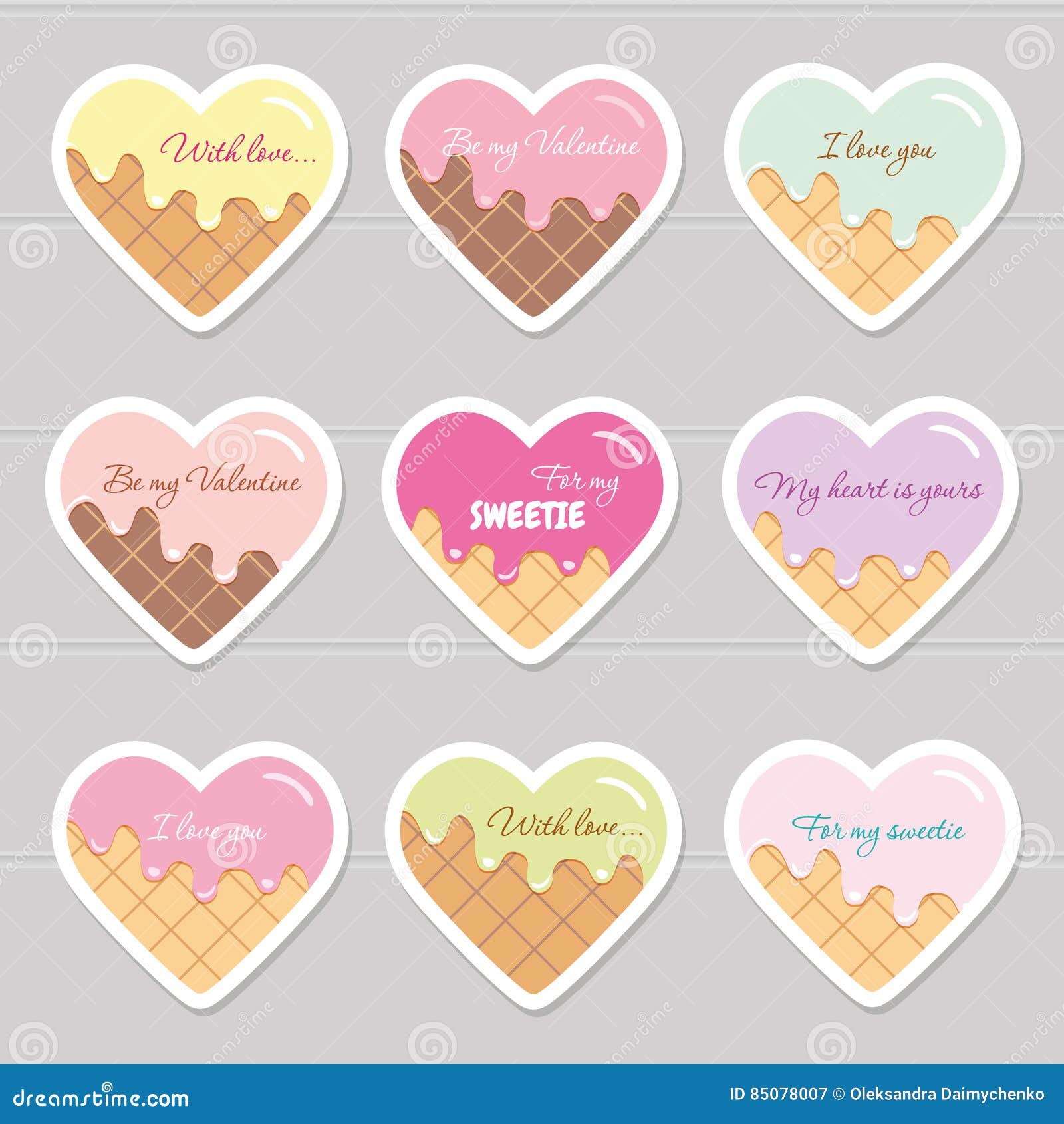 Valentine S Day Stickers. Cartoon Hearts with Sample Text Stock Vector ...