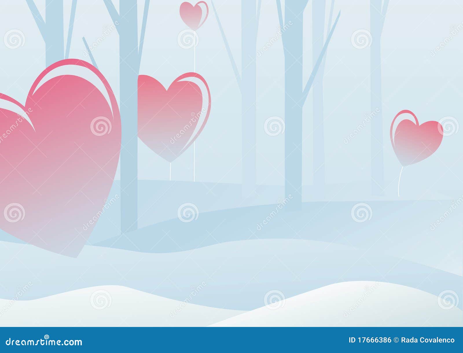 Valentine S Day in Winter Forest Stock Vector - Illustration of ...