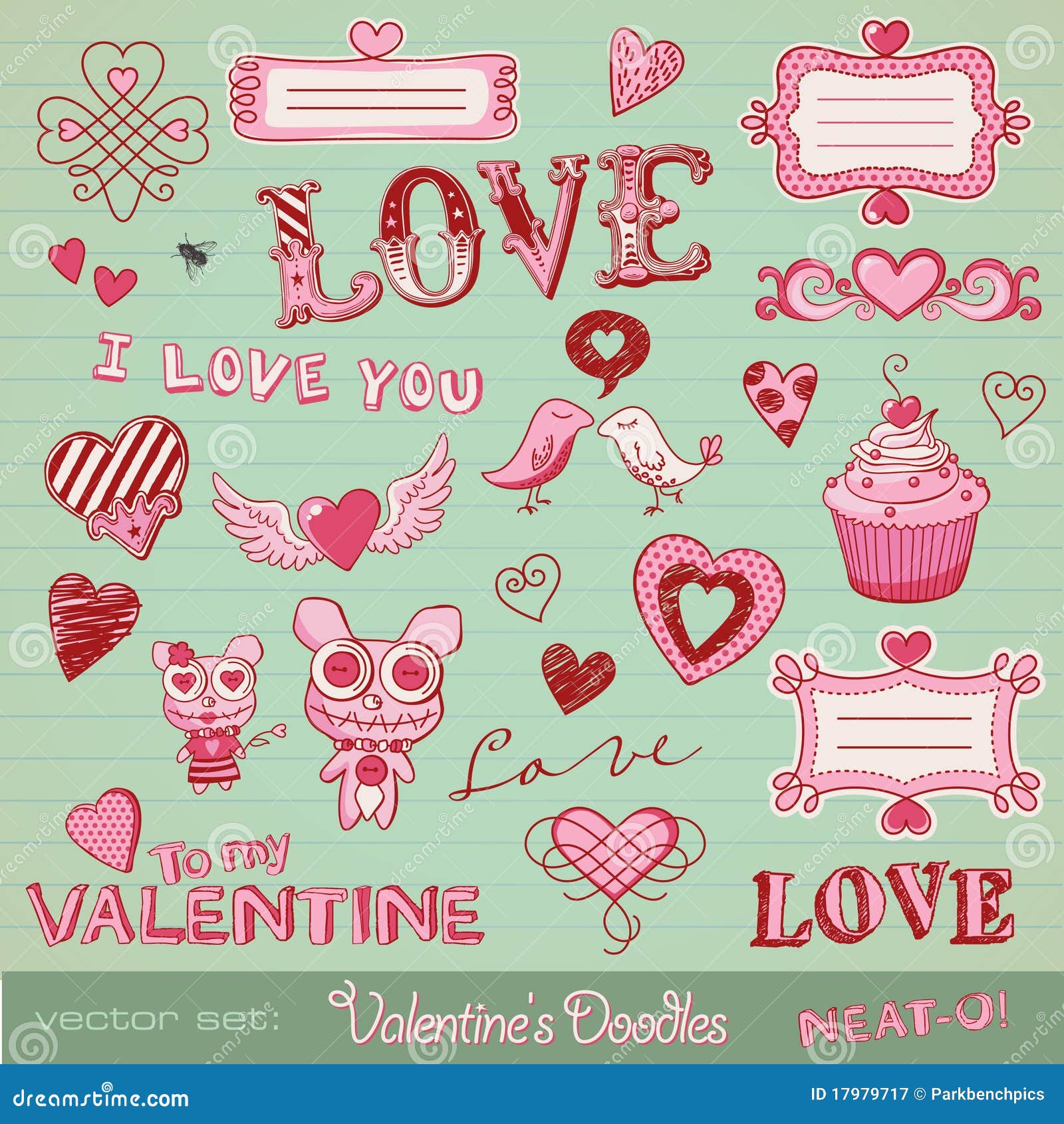 Valentine s doodles stock vector. Illustration of monster - 17979717